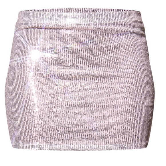 PrettyLittleThing | Skirts | Silver Sequin Mini Skirt | Poshmark
